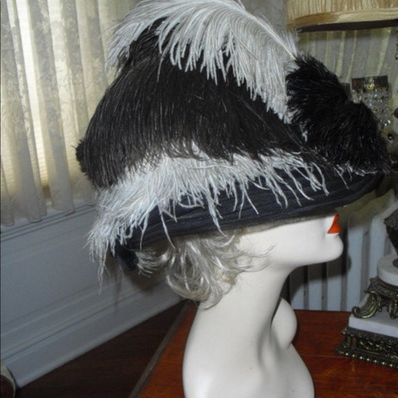 Accessories | Rare Victorian Ostrich Feather Hat Late 180s Into The ...